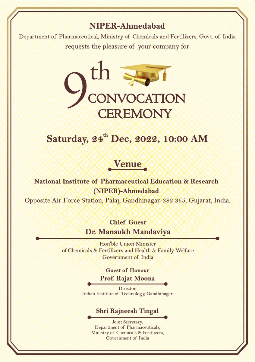 Department of Pharmaceuticals 🇮🇳 on Twitter: "RT @NIPERAHM: NIPER Ahmedabad is celebrating its ...