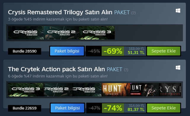 Nur. 💫🪐🎮 on Twitter: "Steam kış indirimlerinde Crytek oyunları yine harika inmiş 🔸 Crysis ...