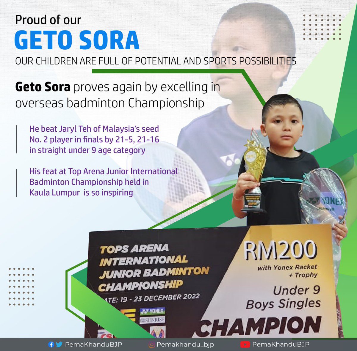 Pema Khandu པདྨ་མཁའ་འགྲོ་། on Twitter: "Well done, Geto Sora! Proud of your incredible feat ...