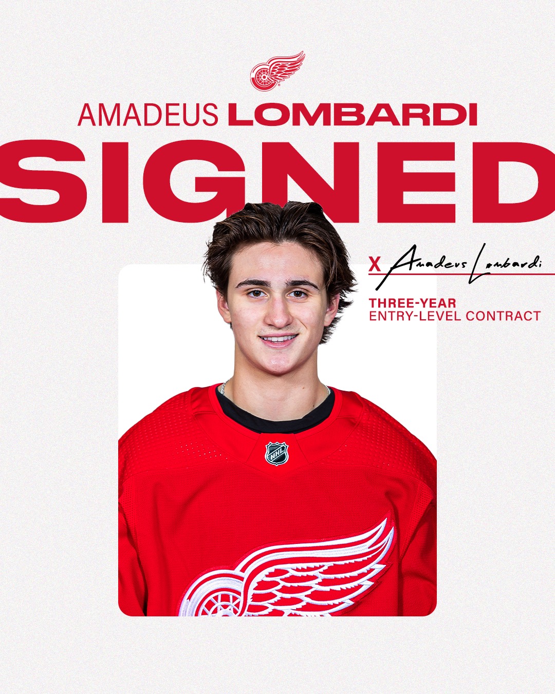 Detroit Red Wings on Twitter: "UPDATE: The #RedWings today signed center Amadeus Lombardi to a ...