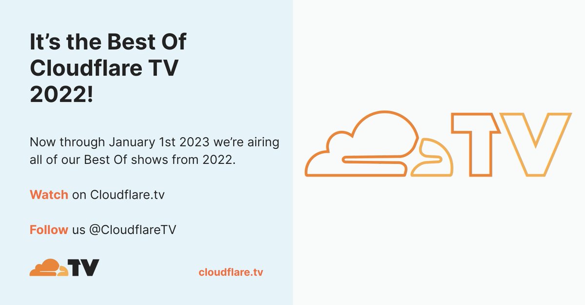 Cloudflare TV on Twitter: "We're bringing you the Best Of Cloudflare TV 2022. Tune in to catch ...