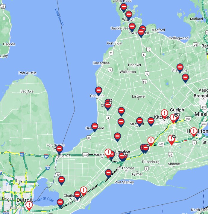 Ontario Road Conditions Map