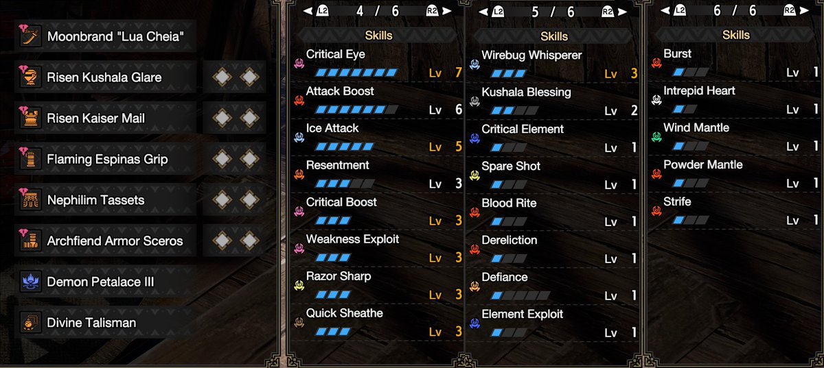 Canta Per Me on Twitter: "Ice LS set Charm: Attack Lv2, Crit Eye Lv2 , Lv2 slot Augments: Head ...