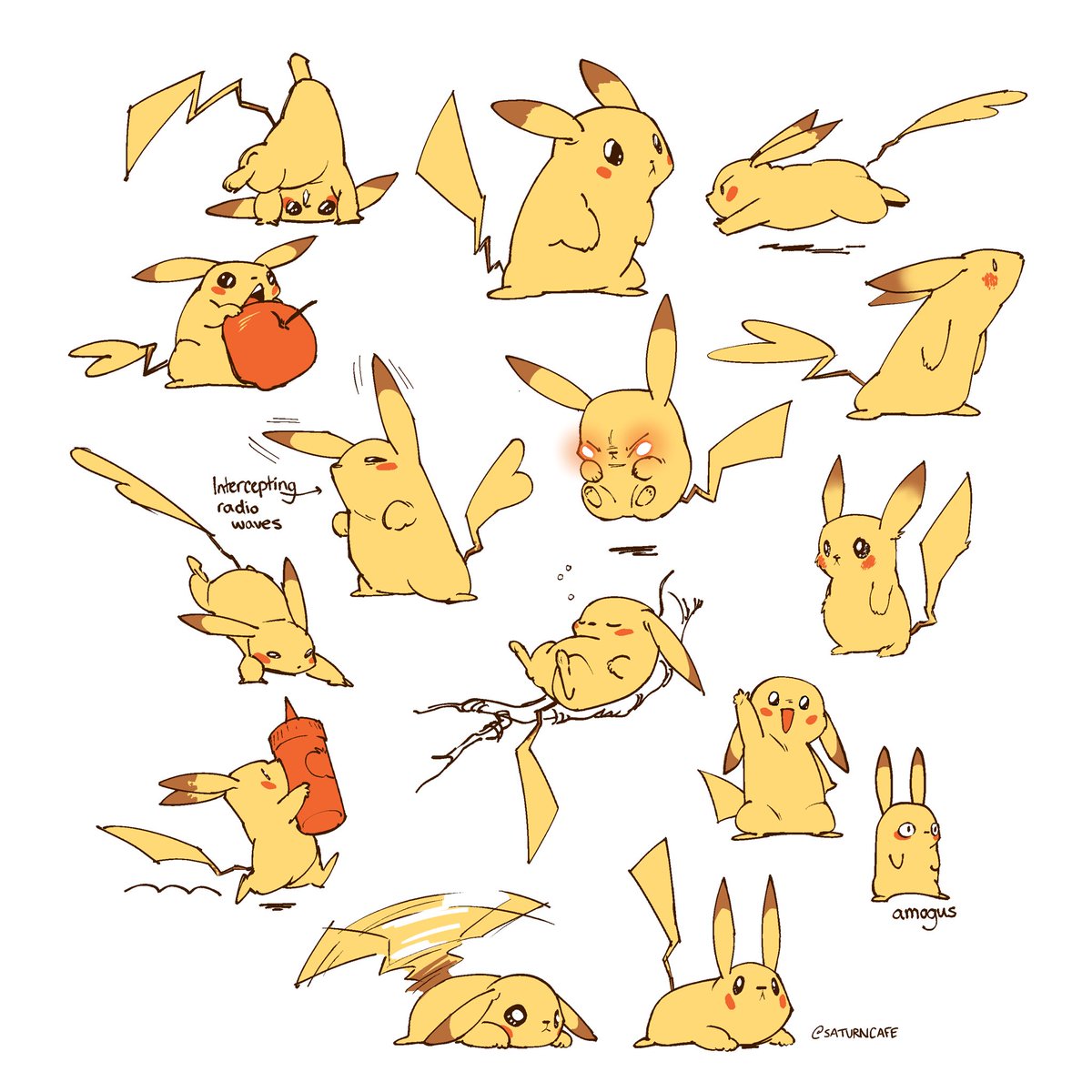 ピカチュウ 「I drew some pikachus in the airport. Som」|Juliaのイラスト