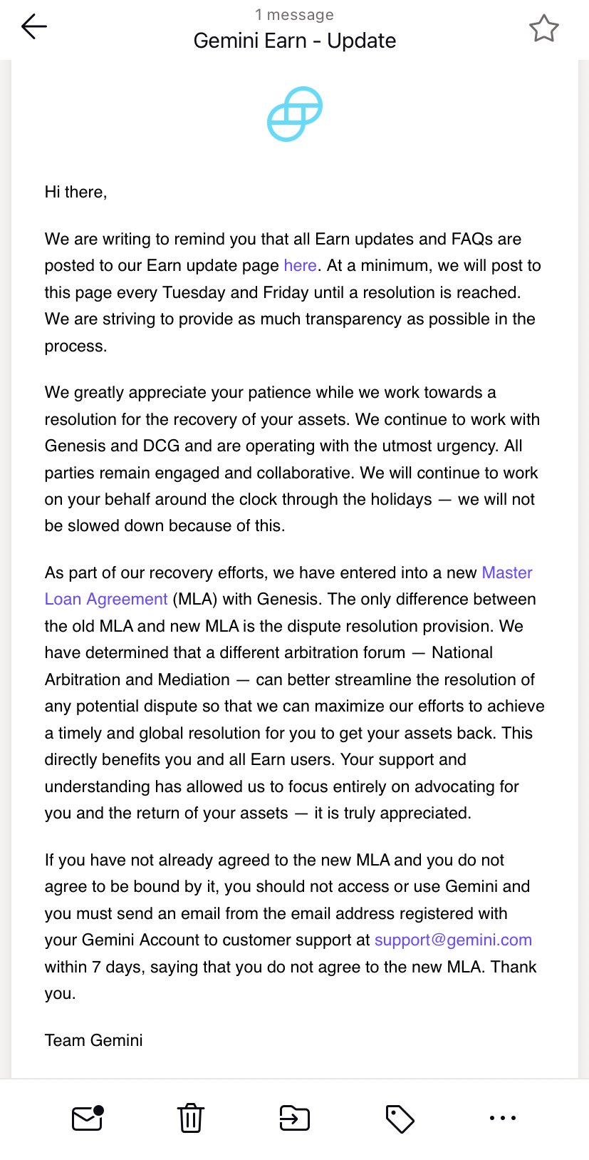 Crypto Watchdog on Twitter: "2 days before Christmas, late on a Friday night, @Gemini sends an ...