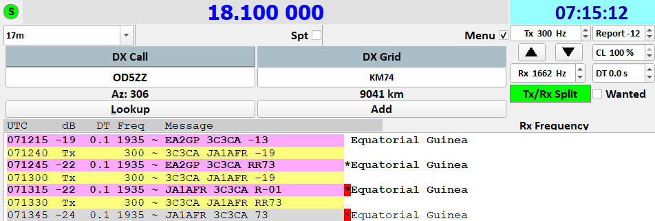JA1AFR on Twitter: "Nice to work #3C3CA via long path. NEW on 17M for me. :-)"