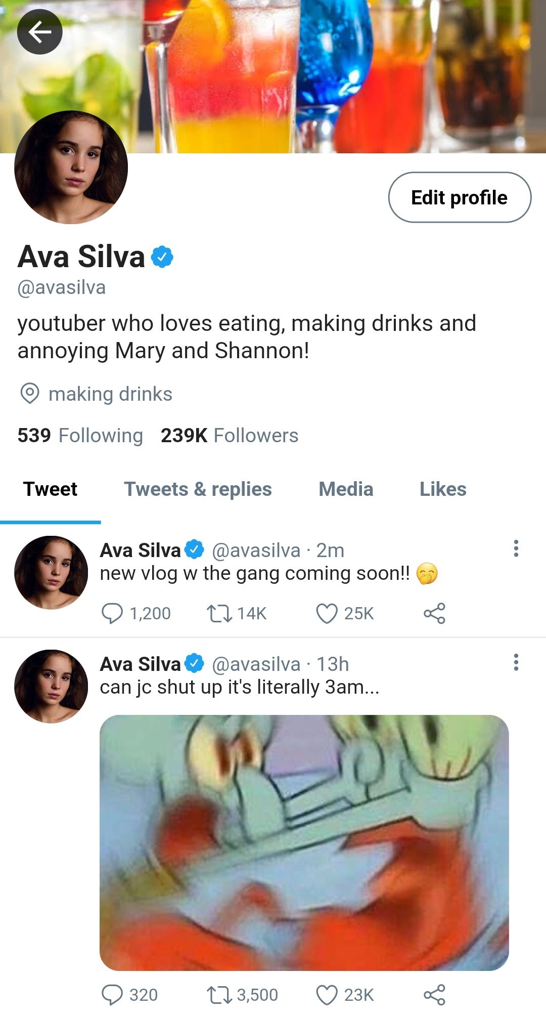 naju | avatrice au on Twitter: "Ava Silva • 21 years old • posts videos making drinks, vlogs and ...