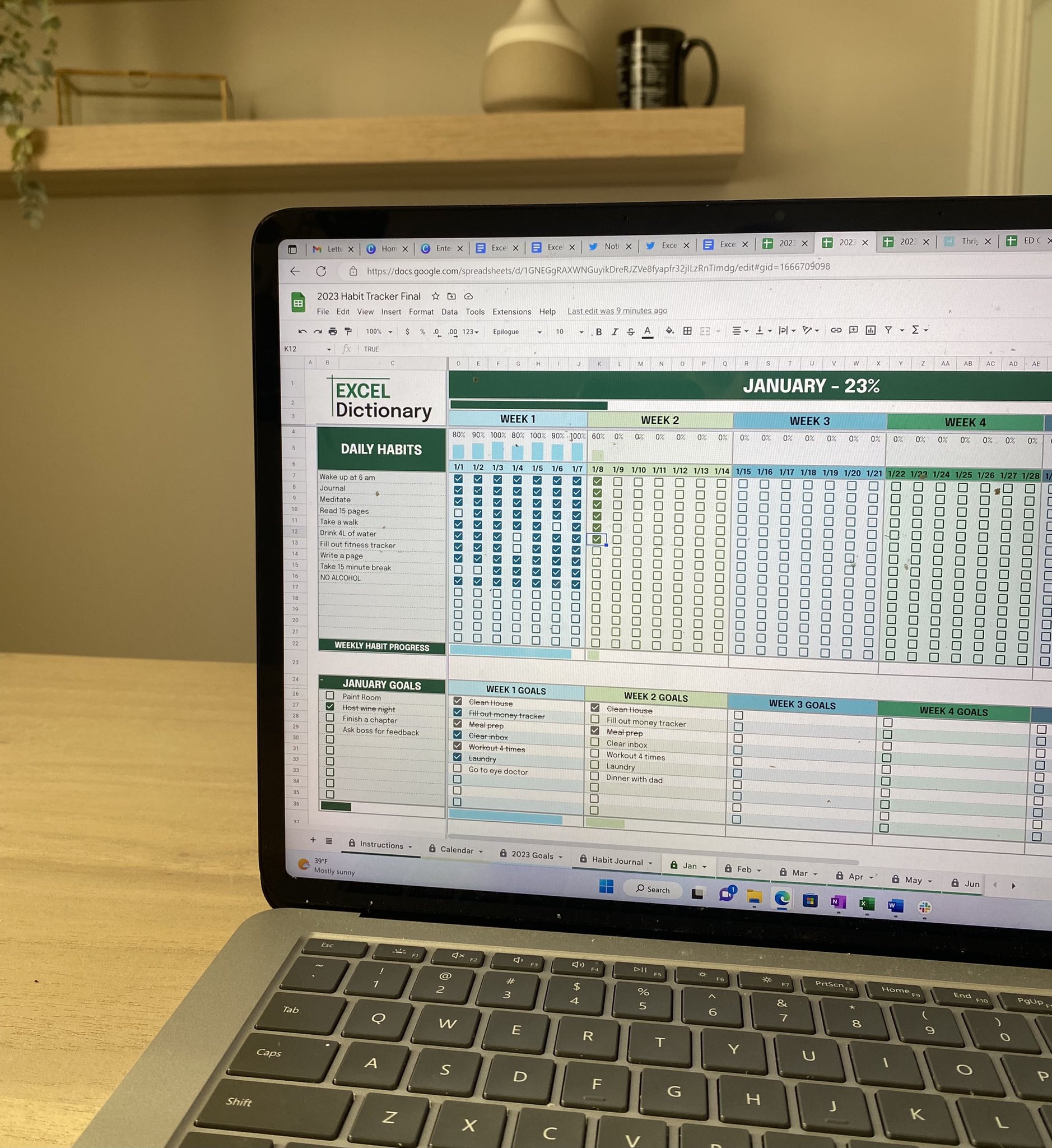 Excel Dictionary ☕️ On Twitter Have Been Testing Out The New Habit Tracker I Created Last Week 9626