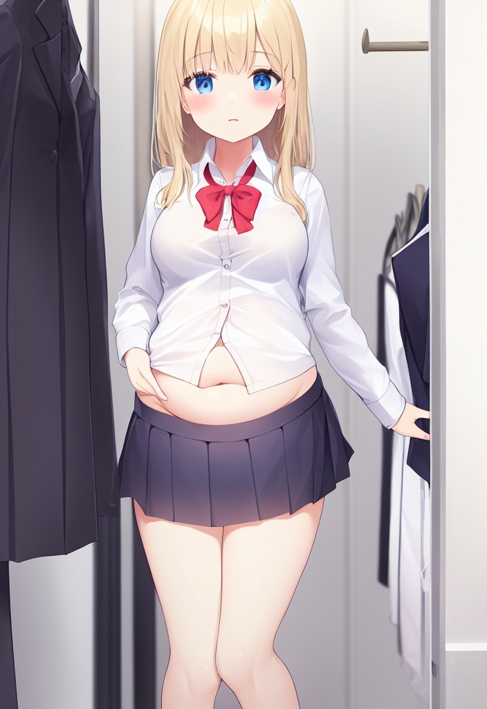 くない on Twitter: "trainart 久々に触ったら精度向上してた absurdres solo girl fitting room try changing clothes ...