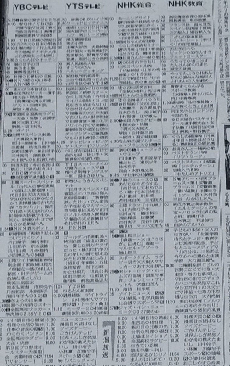Csatoおめでとう2023 On Twitter 山形新聞1989年1月7日 朝刊テレビ欄
