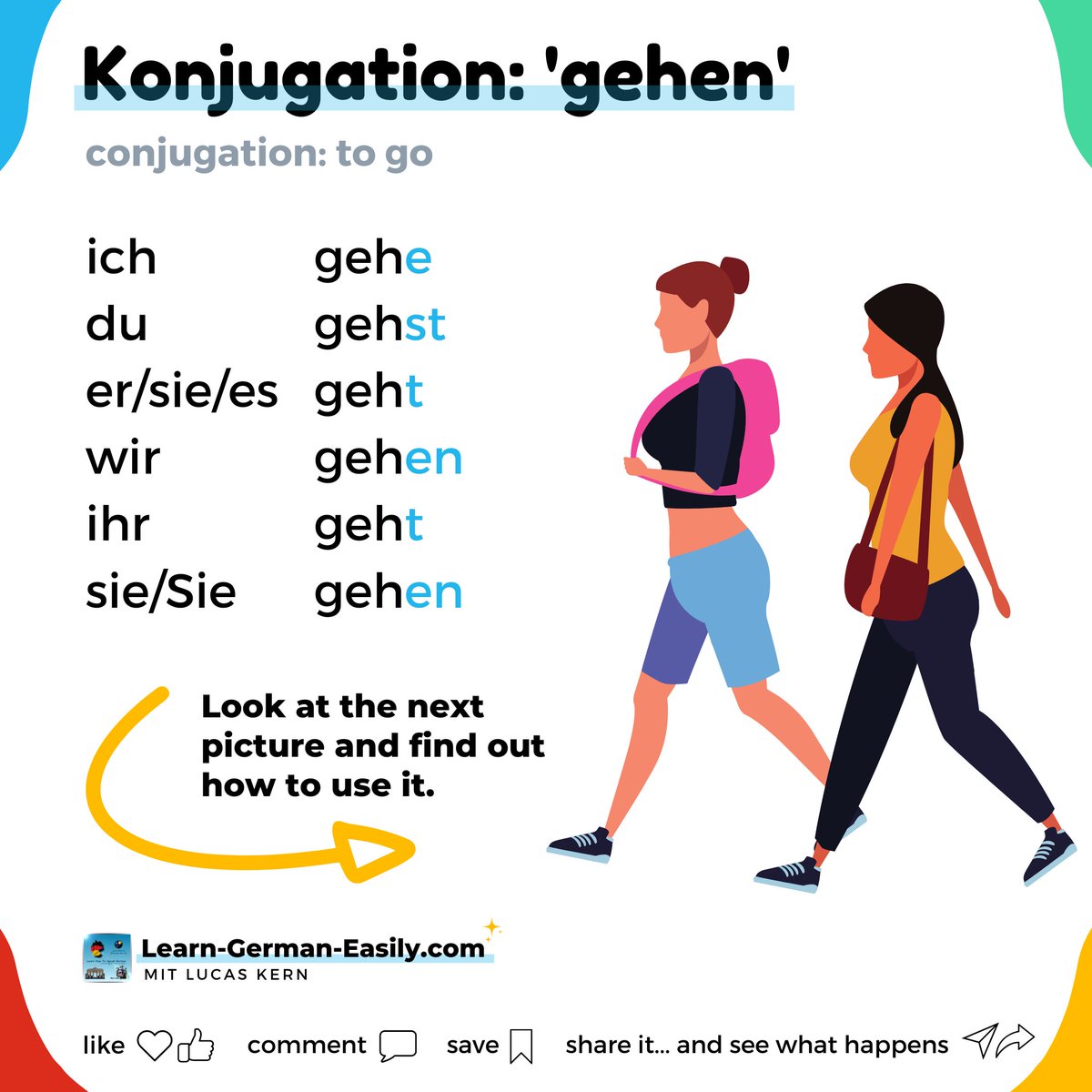 Learn-German-Easily on Twitter: "🇩🇪 🚶‍♀️🚶‍♂️🚶 Do you know what 'gehen ...