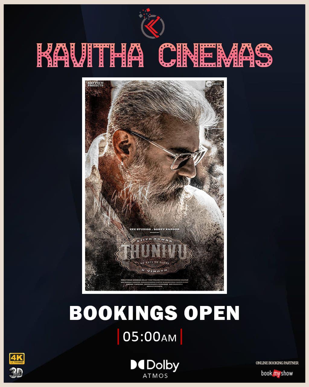 Ajith | Dark Devil on Twitter: "Thunivu in Kavitha Cinemas Coimbatore booking opens for a 5am ...
