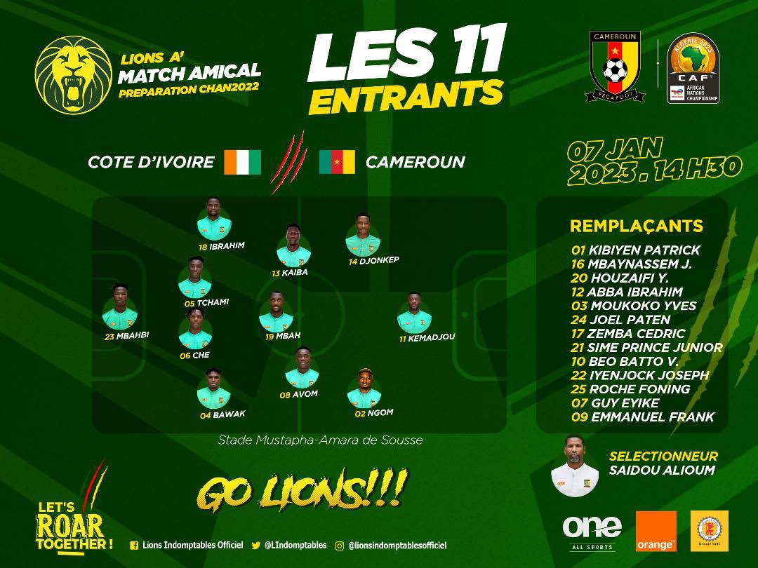 Composition du Cameroun pour le match amical contre la Côte d'Ivoire