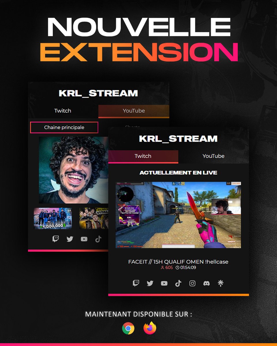 KRL on Twitter: "L'EXTENSION KRL STREAM EST DÈS MAINTENANT DISPONIBLE SUR CHROME ET FIREFOX ! 🎉 ...