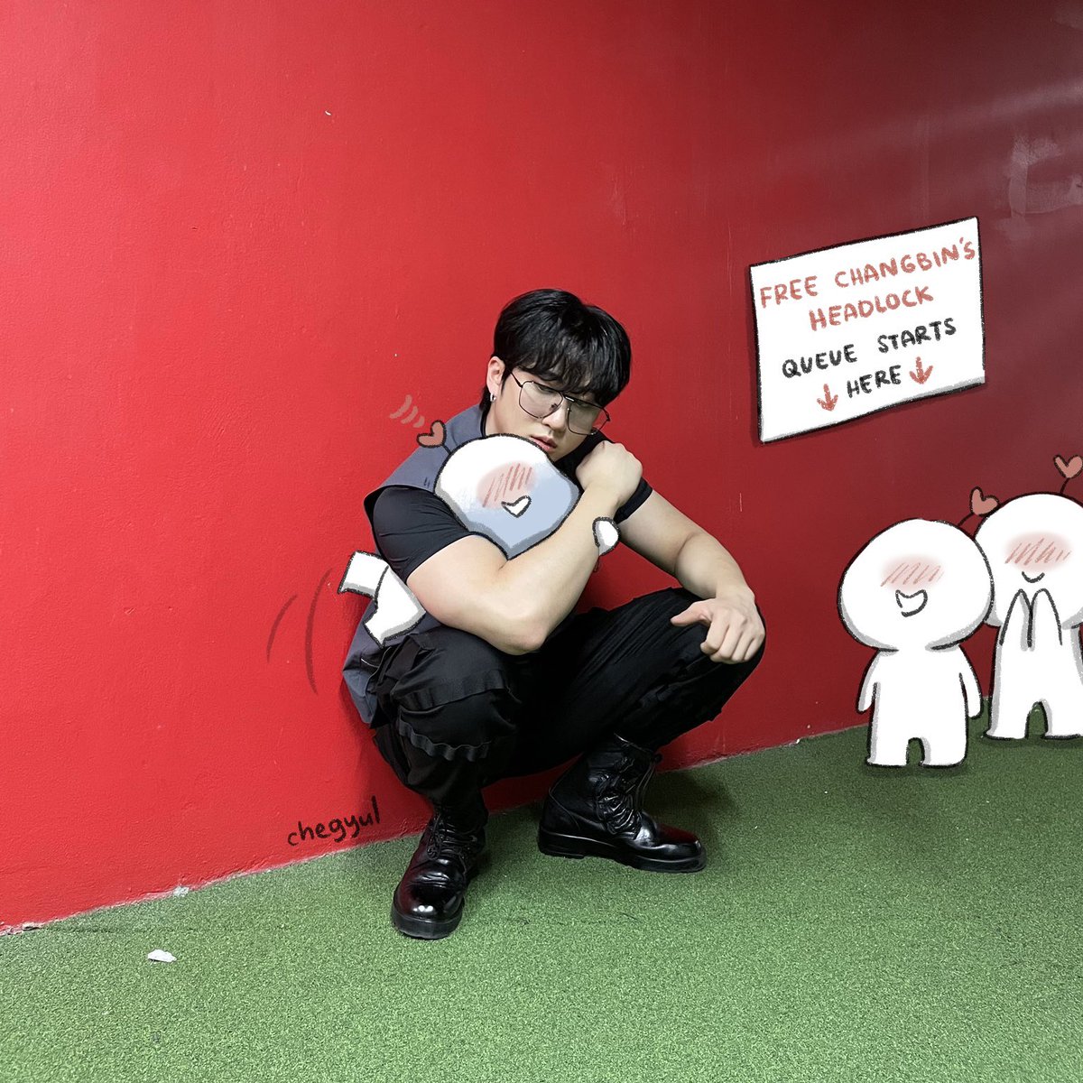 Rainey👑 on Twitter: "RT @chegyul_art: GET IN THE LINE FOR CHANGBIN’S HEADLOCK!"