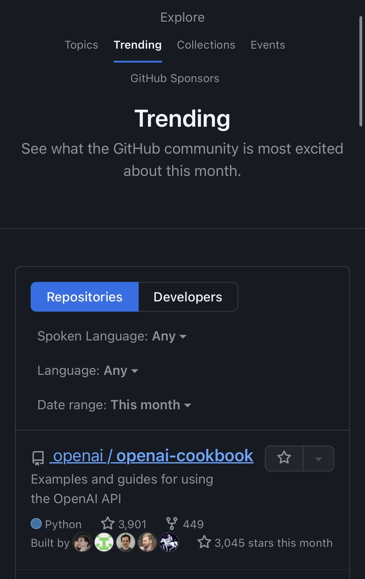 Sherwin Wu on Twitter: "The OpenAI cookbook is the top trending repo on Github this month! If ...