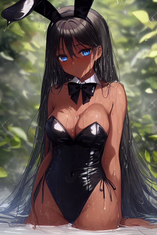 電々 / DENDEN on Twitter: "濡れ濡れバニーガールSSR #TrinArt #AIArtwork #AIイラスト #AIart #バニーガール #褐色 #おっぱい ...