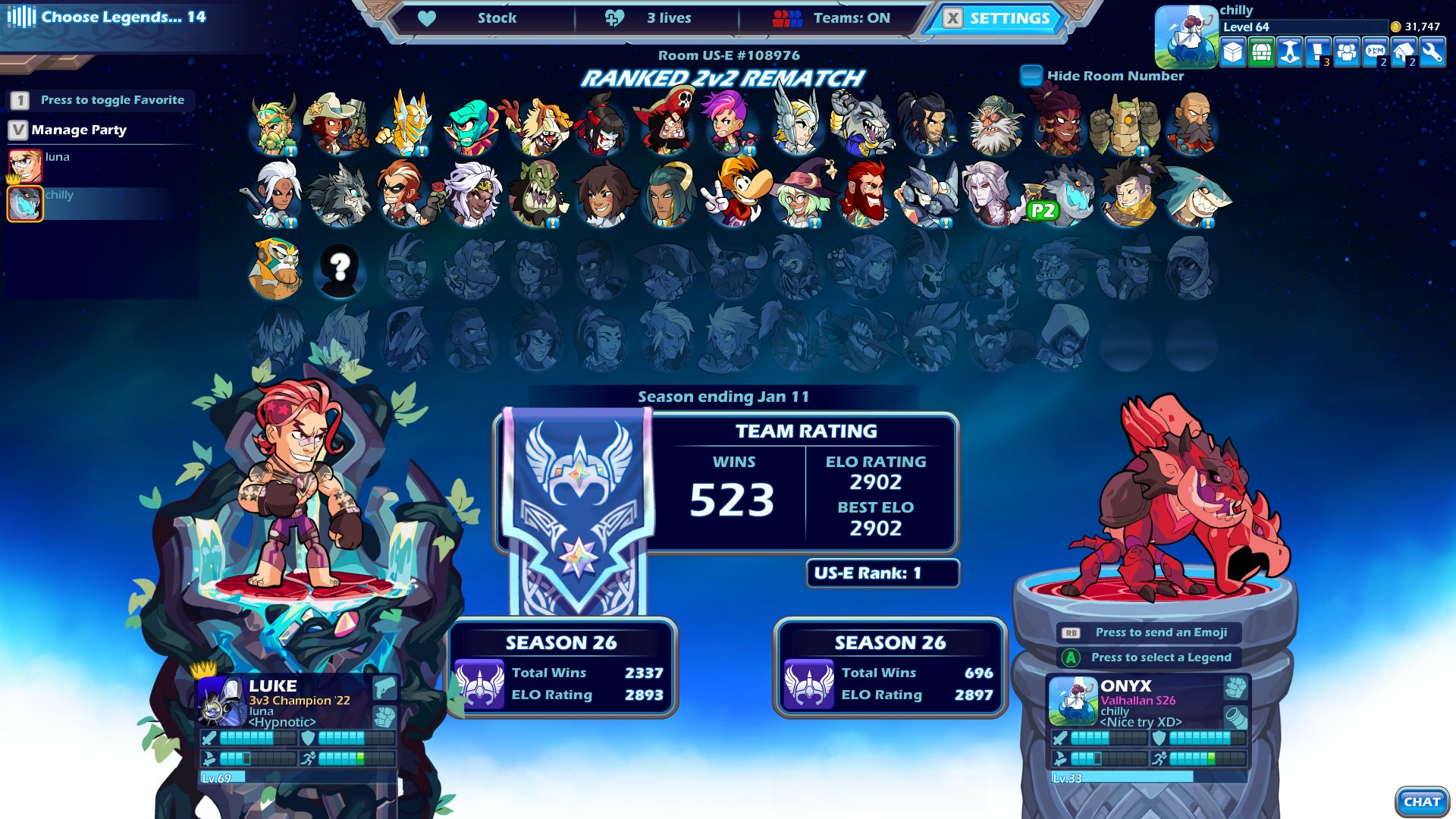 snowy on Twitter: "FIRST AND ONLY TEAM TO 2900 GLOBAL (HARDEST BRAWLHALLA CHALLENGER EVER) https ...