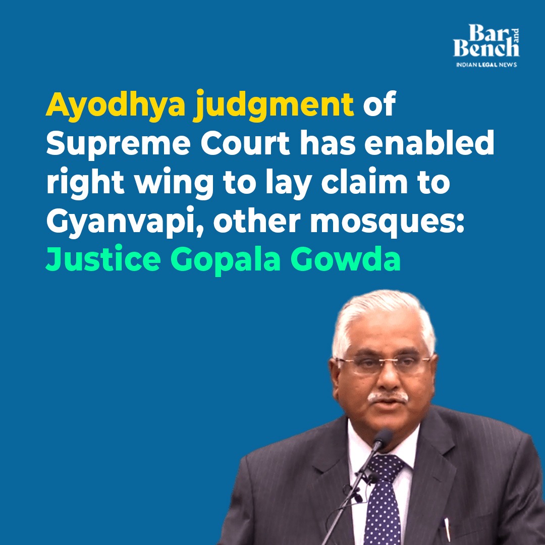 Bar & Bench on Twitter: "Ayodhya judgment of Supreme Court has enabled right wing to lay claim ...