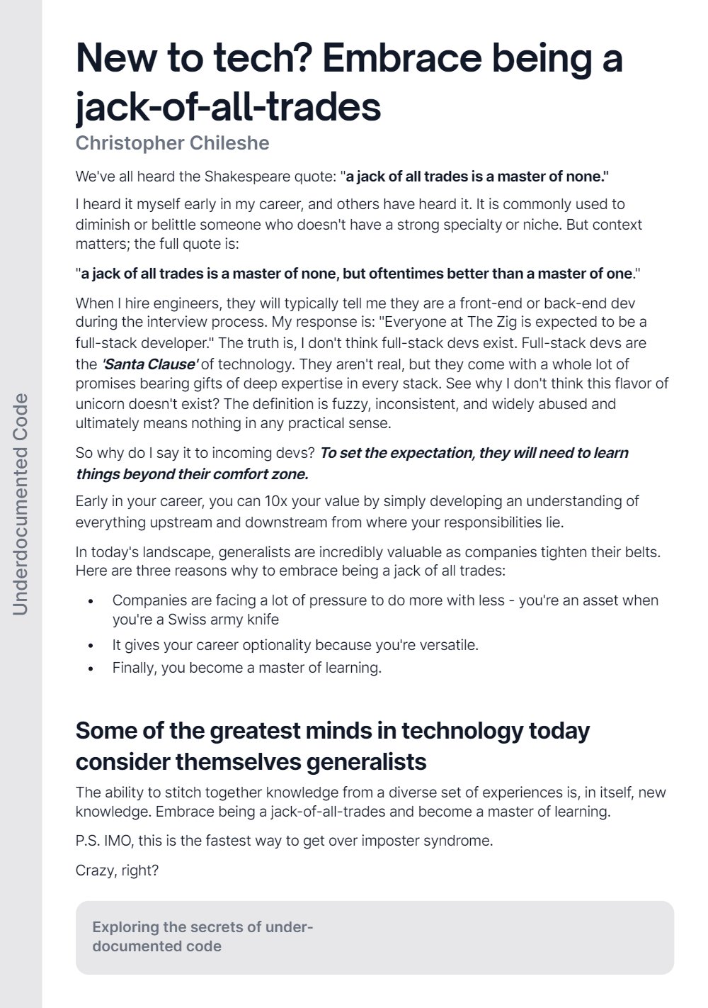 Chris Chileshe🇿🇲 | 🚢 on Twitter: "New to tech? Embrace being a jack-of-all-trades and become a ...