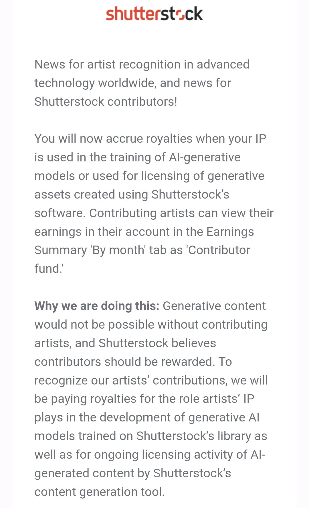 Michele Rosenthal on Twitter: "🚨 Shutterstock has *already* used contributors' artwork in AI ...