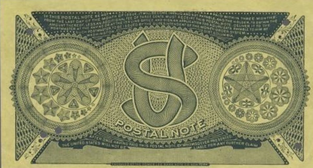1888 US Postal Note. The U & the S entwined, and also a mirrored P ...