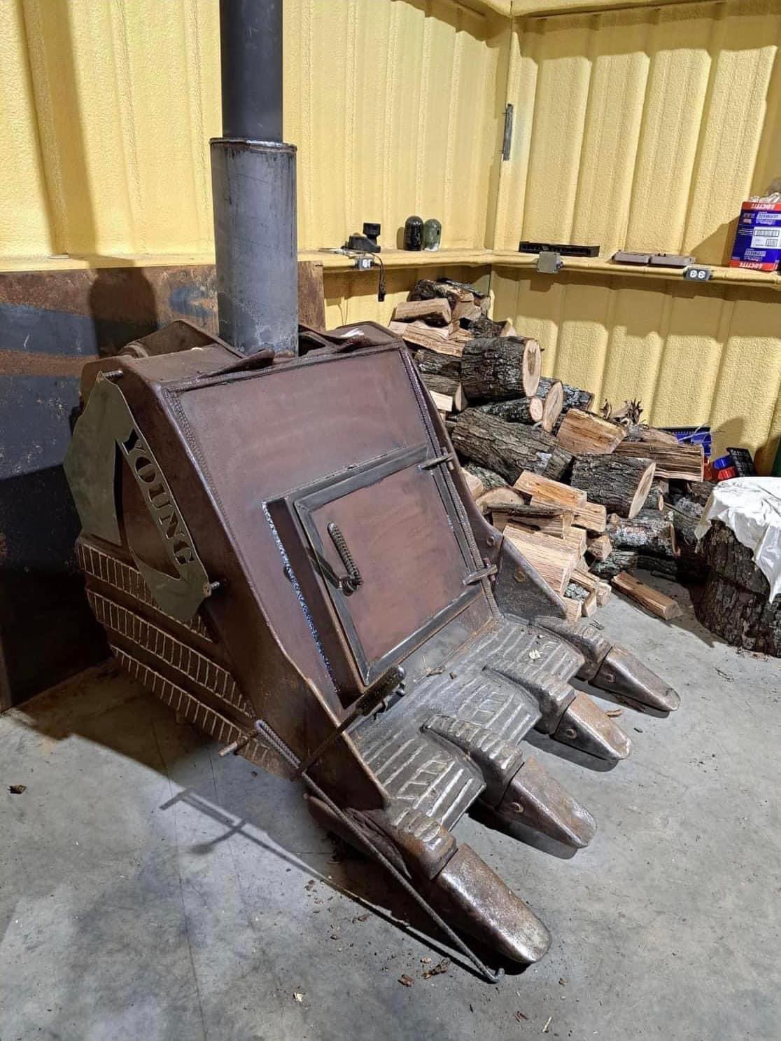 Excavator Bucket Wood Stove Build Part