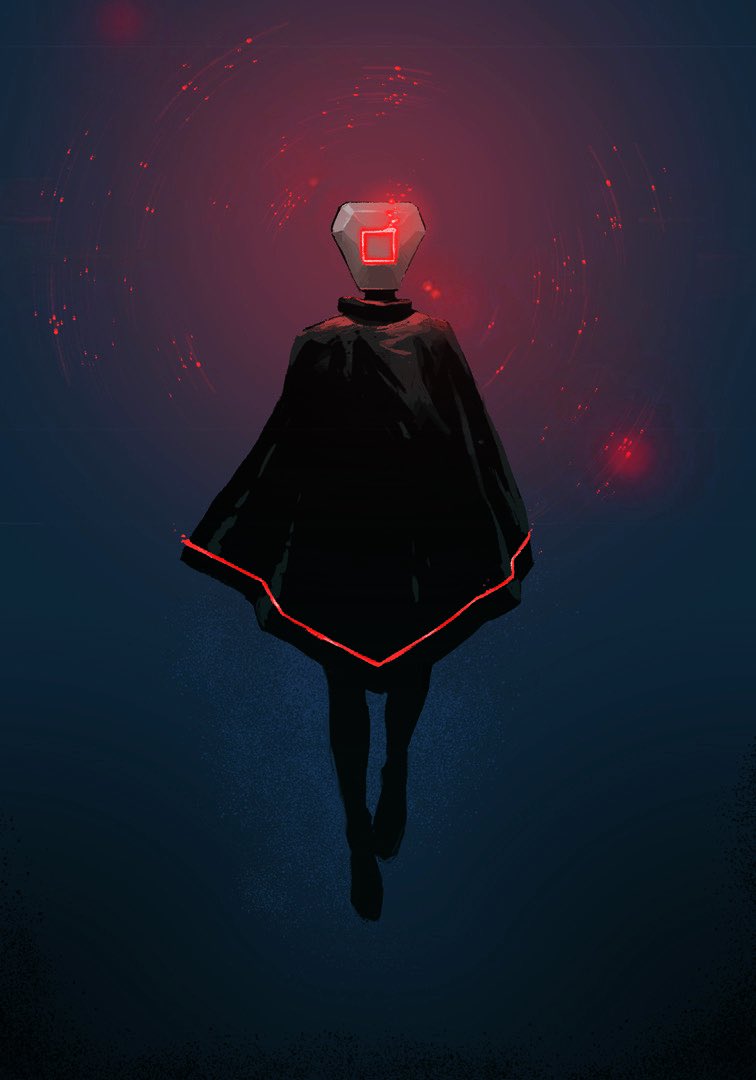 solo floating cloak full body black cloak glowing gradient illustration ...