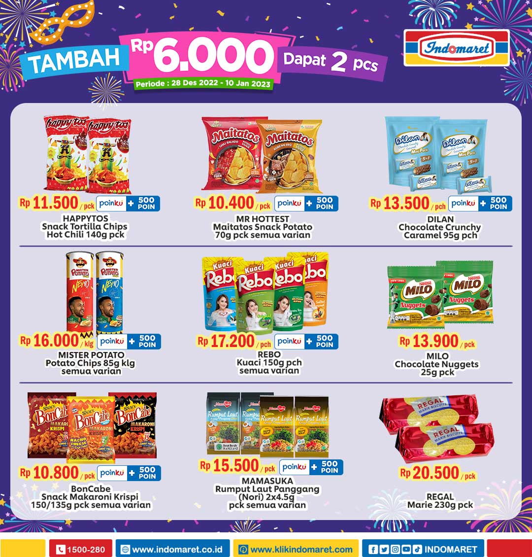 Indomaret on Twitter: " TAMBAH Rp6.000 DAPAT 2 PCS Periode 28 Desember 2022 - 10 Januari 2023 ...