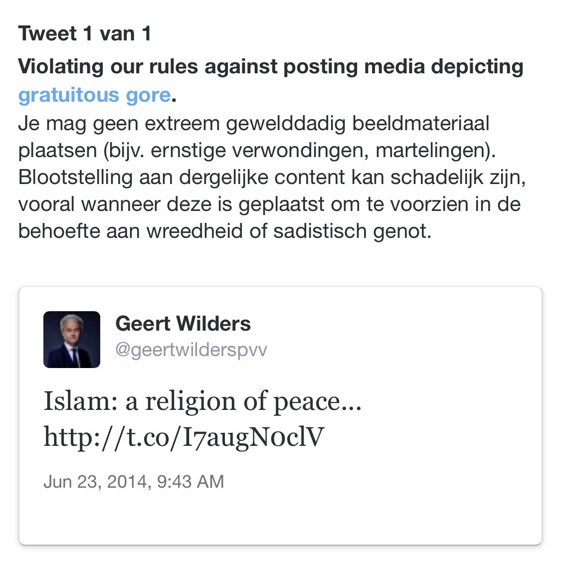 Geert Wilders on Twitter: "Are you serious @Twitter? You just locked my account because of a ...