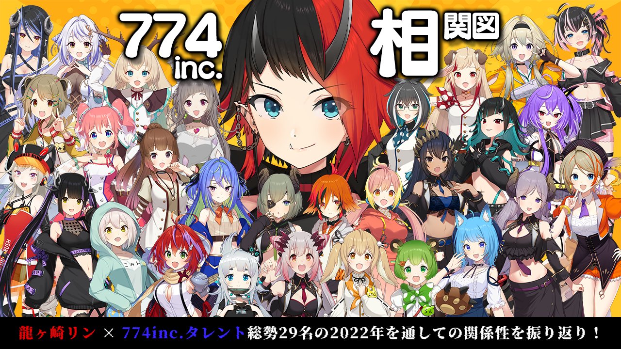 龍ヶ崎リン🦒@シュガリリ on Twitter: "【配信告知】 ⏰20:00~ 774inc.相関図2022 実は3回目になる年末年始恒例企画 ぼく×774inc.メンバーの今年の関係性を ...