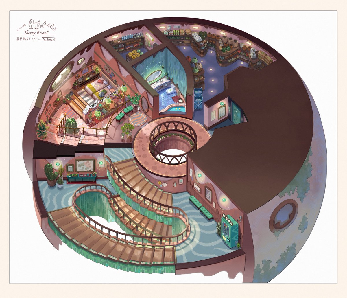 トシナリ on Twitter: "以前描いていたホテルの客室デザイン 部屋描いてる時にそこのフロアはどんな感じなんだろう、と思ったのでフロアごと考えてみました。 Floor design ...