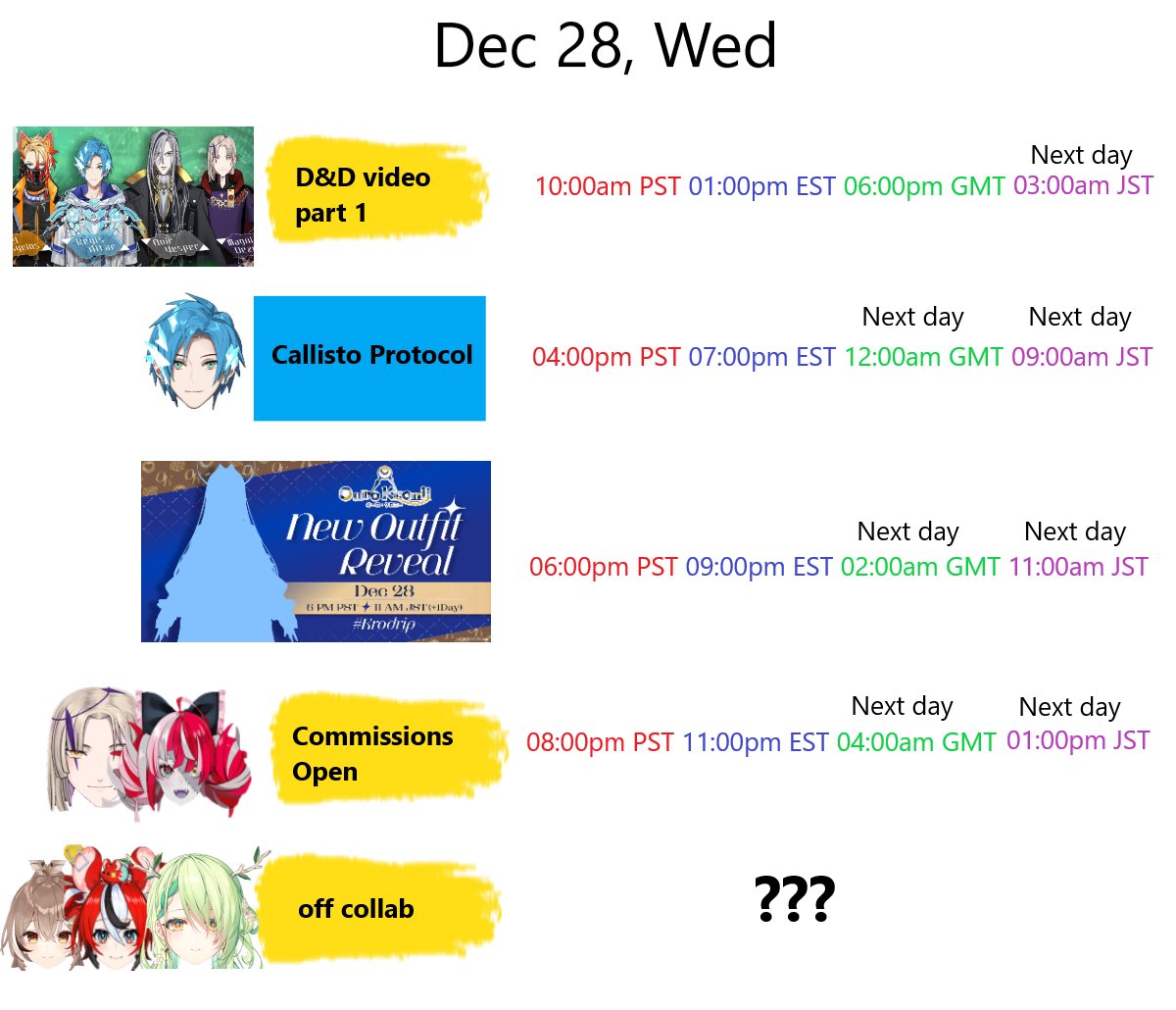 HololiveEnMemes (KFP Memester) on Twitter: "Upcoming streams, Tempus D&D video part 1, Altare ...