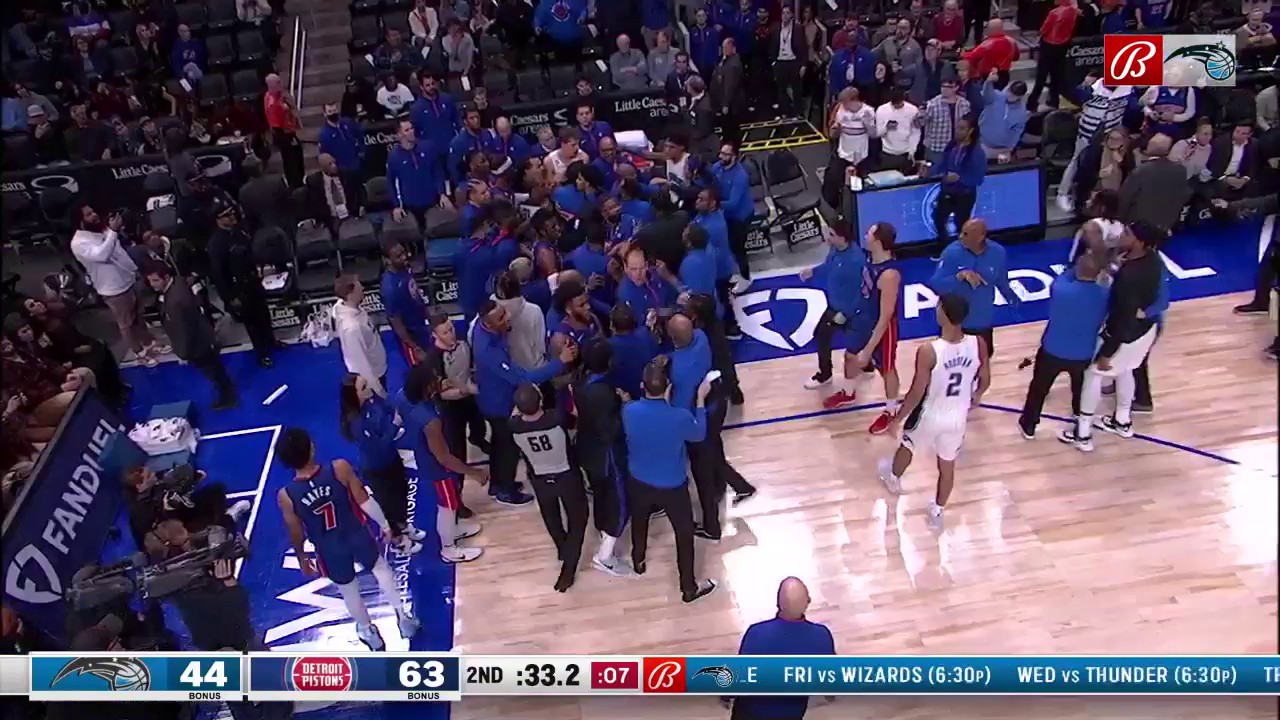 ClutchPoints on Twitter: "PISTONS-MAGIC MAYHEM 🚨 Moe Wagner shoved Killian Hayes into the ...