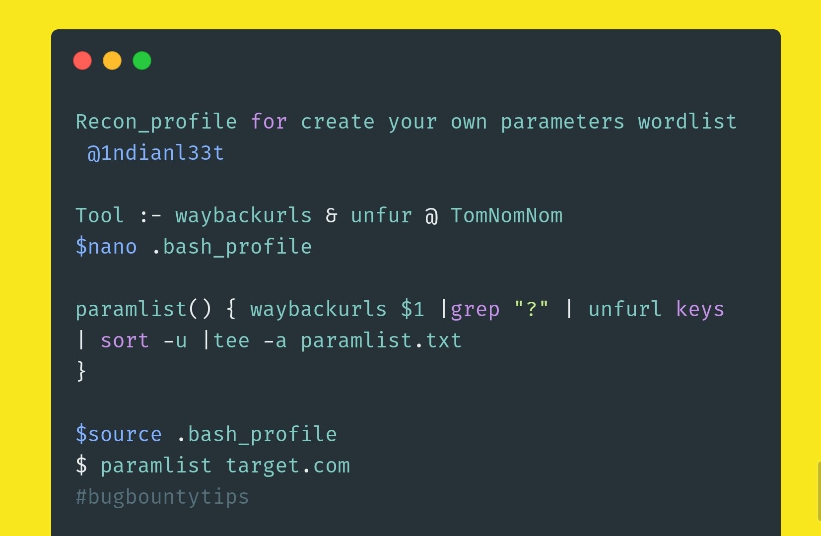 Bug Hunty on Twitter: "Recon profile for create your own parameters wordlist #bugbounty # ...