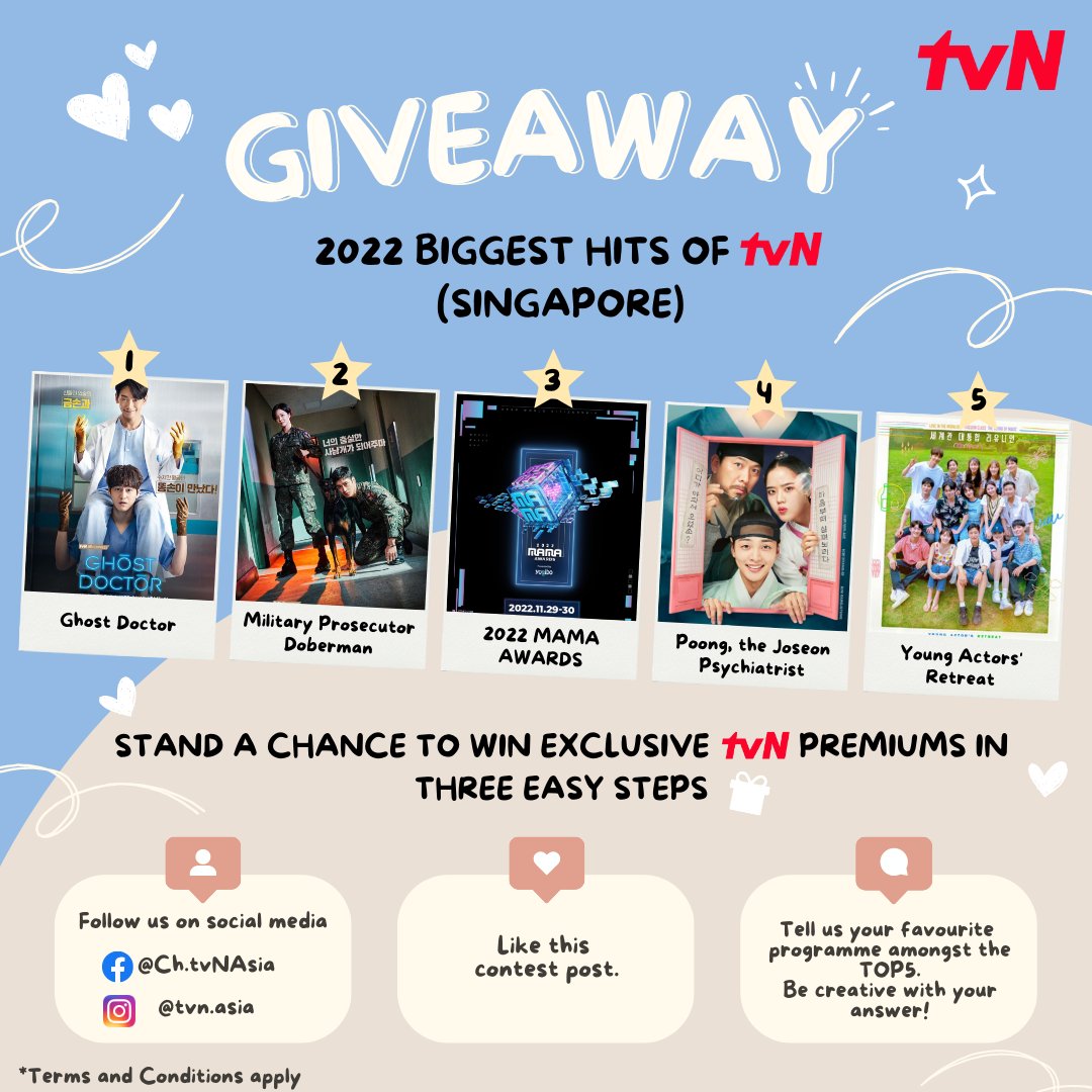 tvN on Twitter: "[🇸🇬 only] We would like to thank you for your continuous support towards tvN! ️ ...