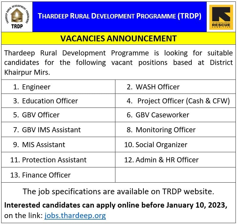THARDEEP RURAL DEVELOPMENT PROGRAMME – TRDP