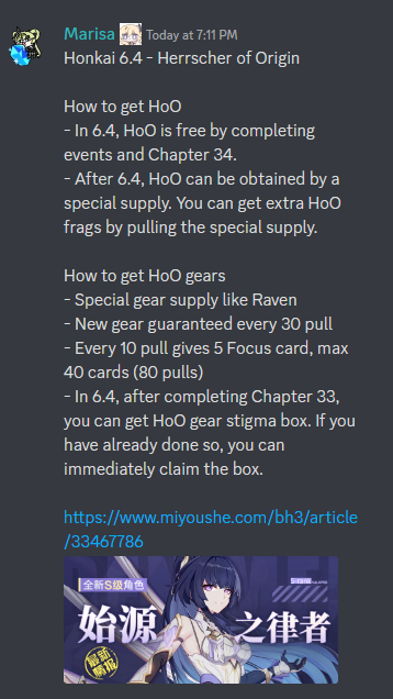 Honkai News Network on Twitter: "Herrscher of Origin is free with special Gear Supply # ...