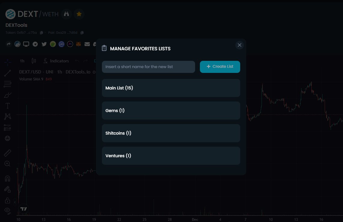 DEXTools on Twitter: "Hi $DEXT Community! Today we have released the last update of the Year. We ...