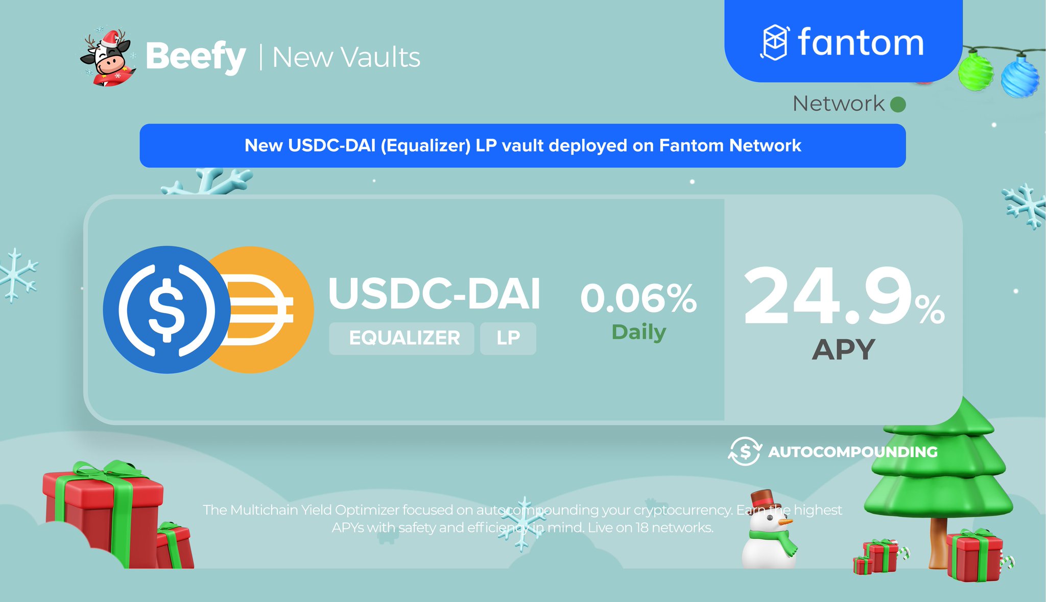 Beefy on Twitter: "My first New Year's resolution: more #stablecoin vaults. 💸 $USDC - $DAI: 24.9 ...