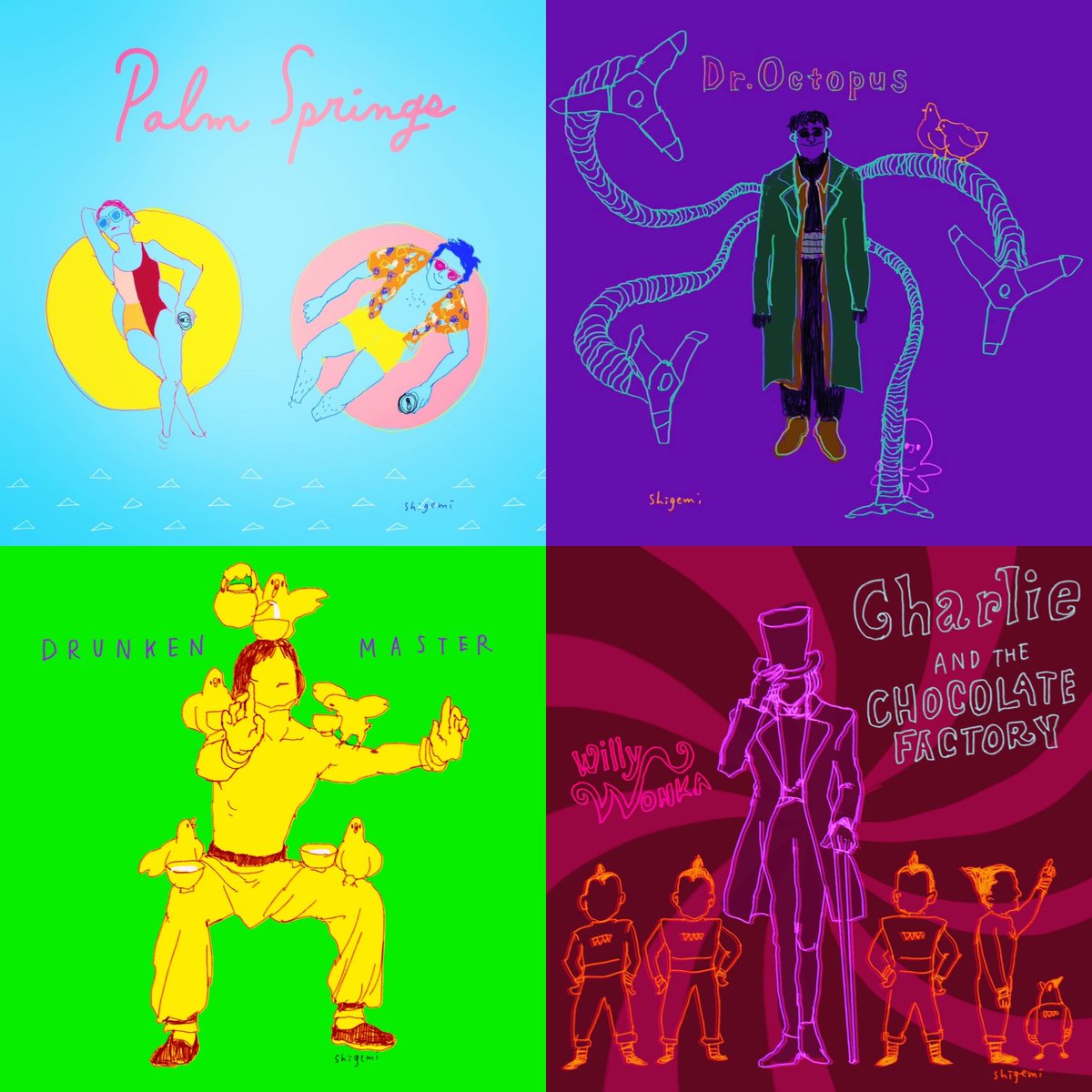 「2022年ちびちび描いたファンアートの一部。 個人的に「酔拳」がお気に入りです。」|shigemiの漫画