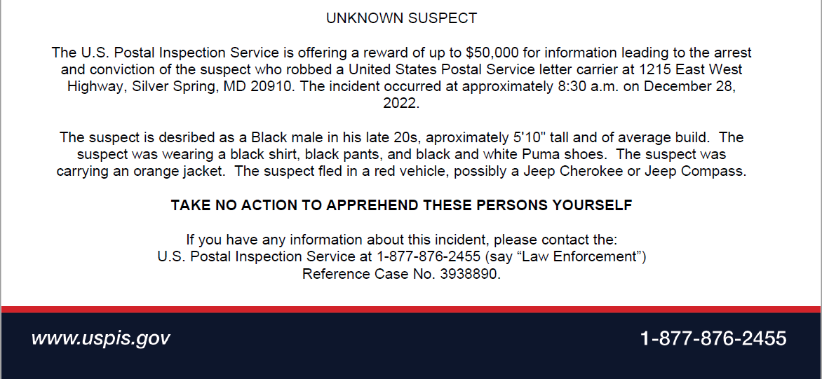 Uspis Dc On Twitter The Uspis Is Offering A Reward Of Up To 50k For