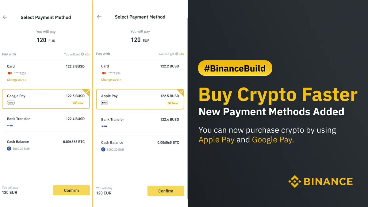 Binance ประกาศรองรับการจ่ายเงินด้วย Apple Pay และ Google Pay | Blognone