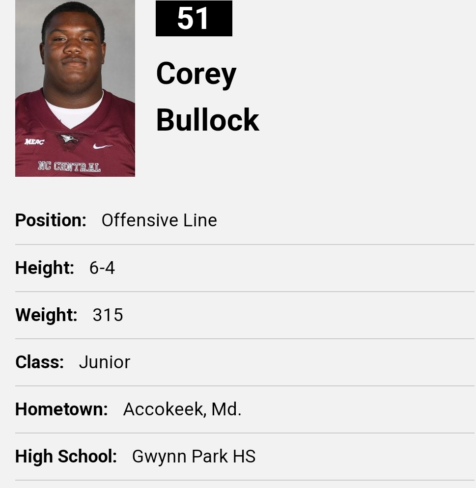 FarrellPortal on Twitter: "North Carolina Central OL Corey Bullock, an All-Conference performer ...