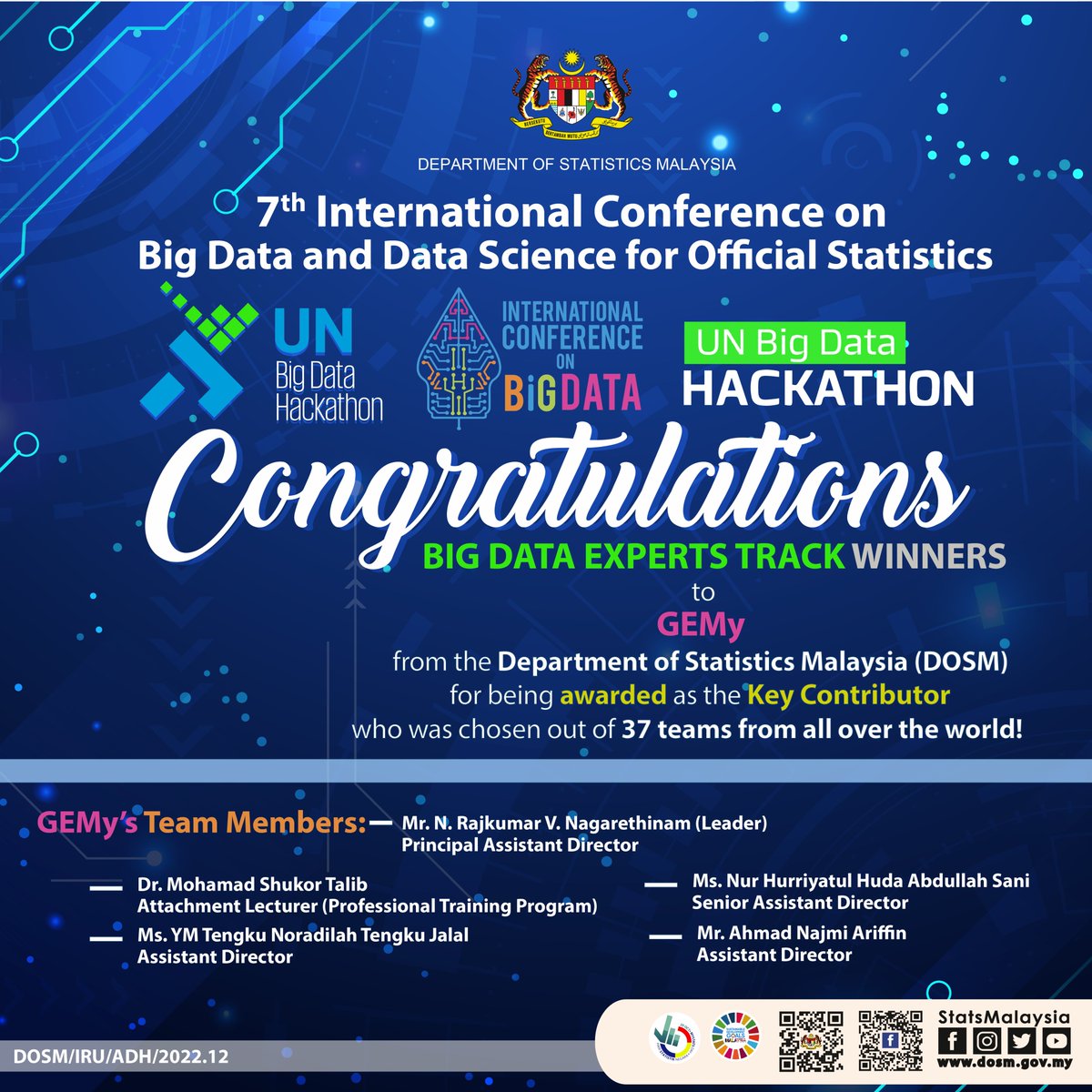 DOSM on Twitter: "📊 UN Big Data Hackaton (Big Data Experts Track Winners) 🎉🎊 Congratulations to ...
