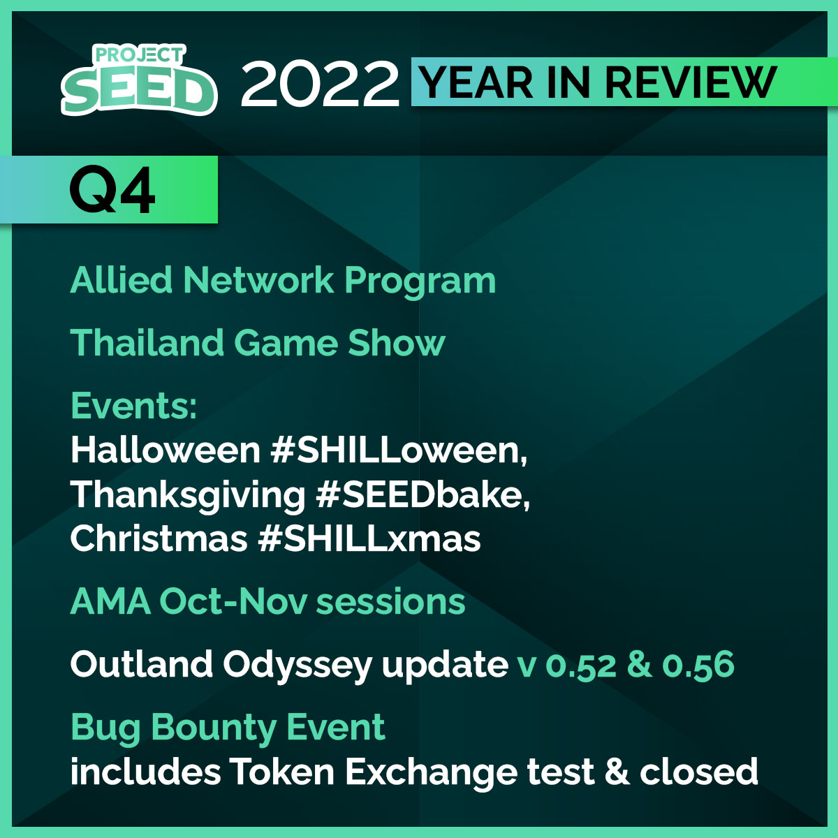 Project SEED | Beta is Live on Twitter: "December ends as Project SEED wraps up on our ends here ...