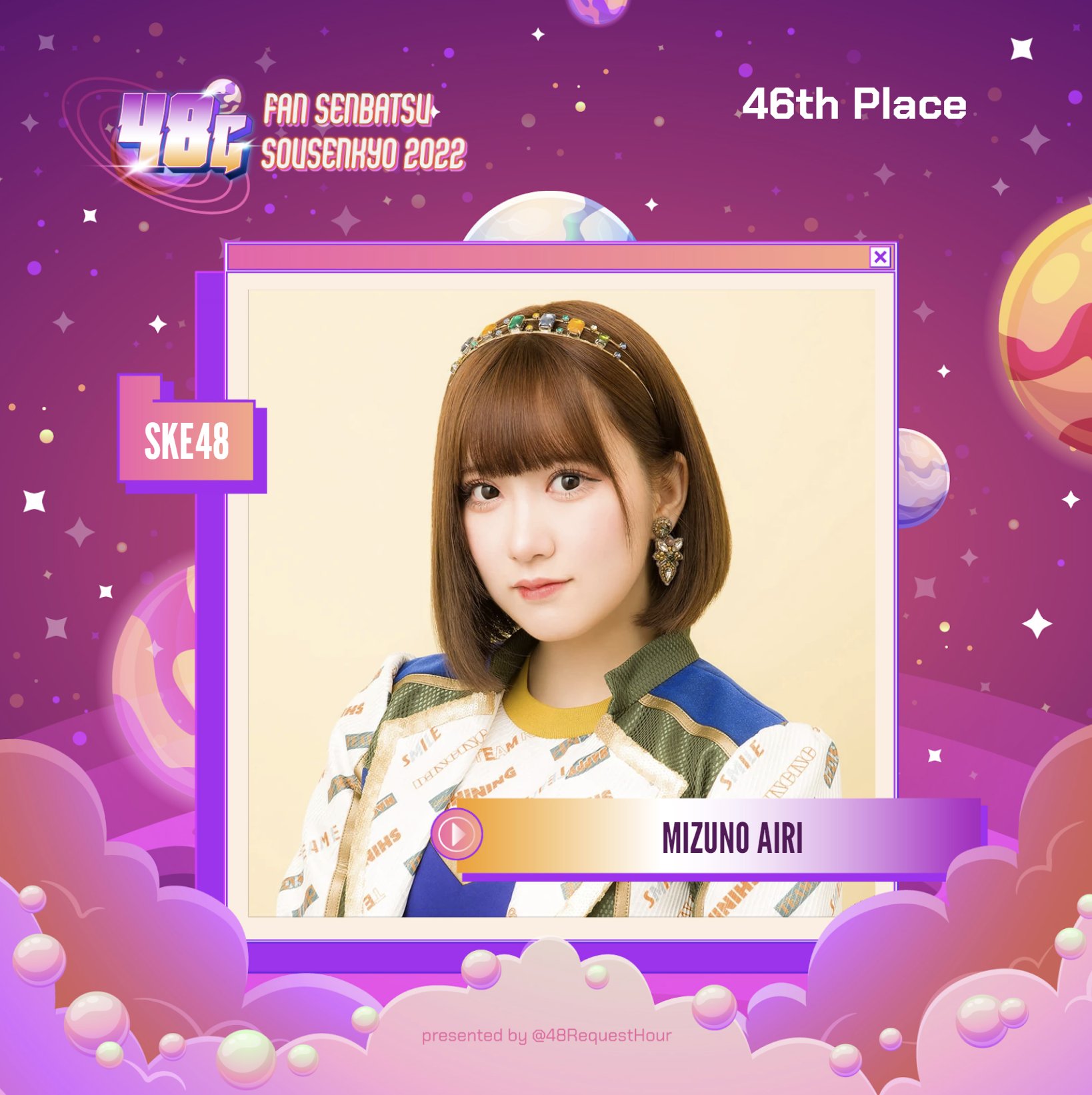 ⁴⁸ on Twitter: "🏆48G Fan Senbatsu Sousenkyo 2022 #46. Mizuno Airi - SKE48 https://t.co ...