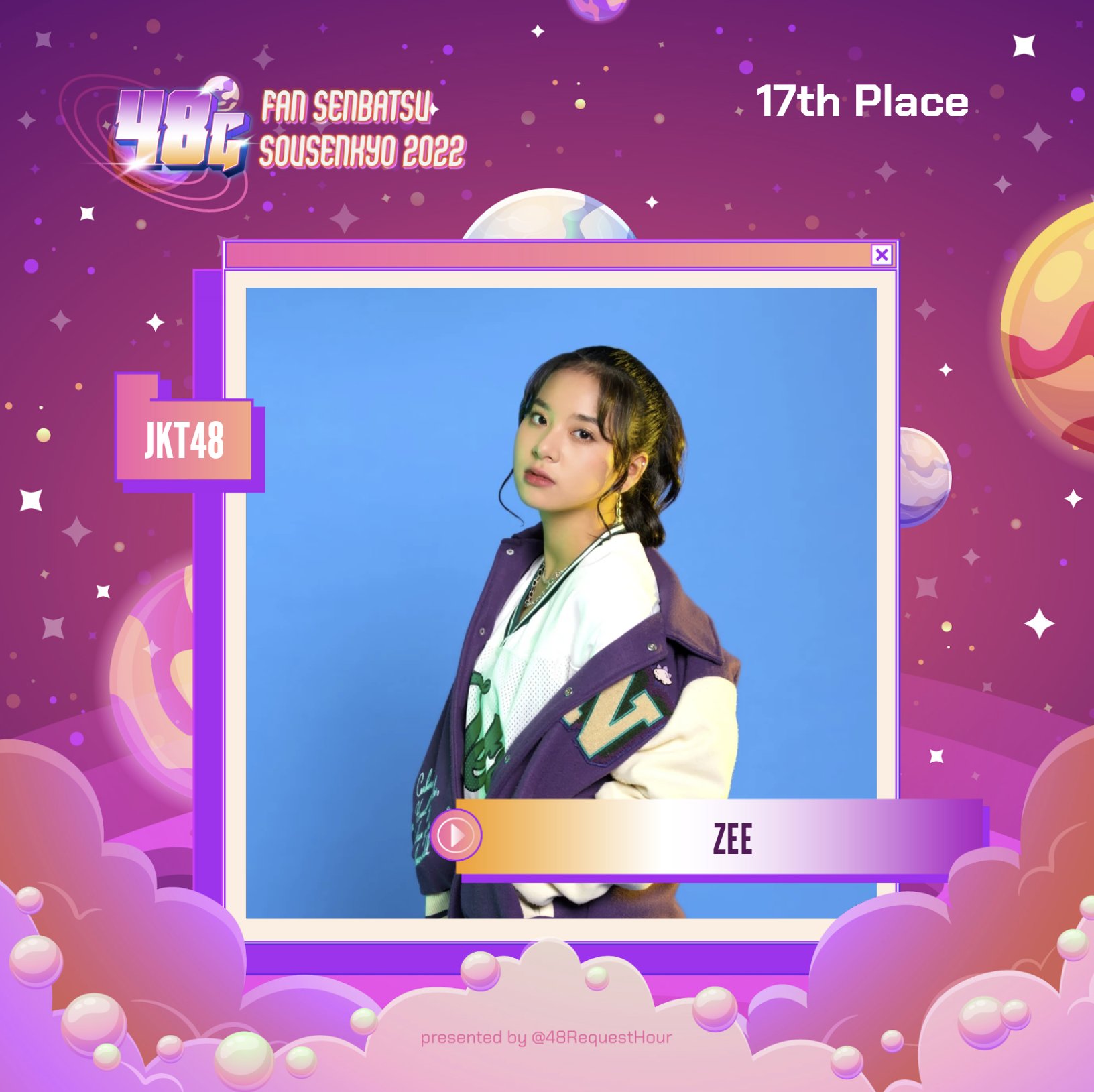 ⁴⁸ on Twitter: "🏆48G Fan Senbatsu Sousenkyo 2022 #17. Zee - JKT48 https://t.co/RbDMDcIThf" / Twitter