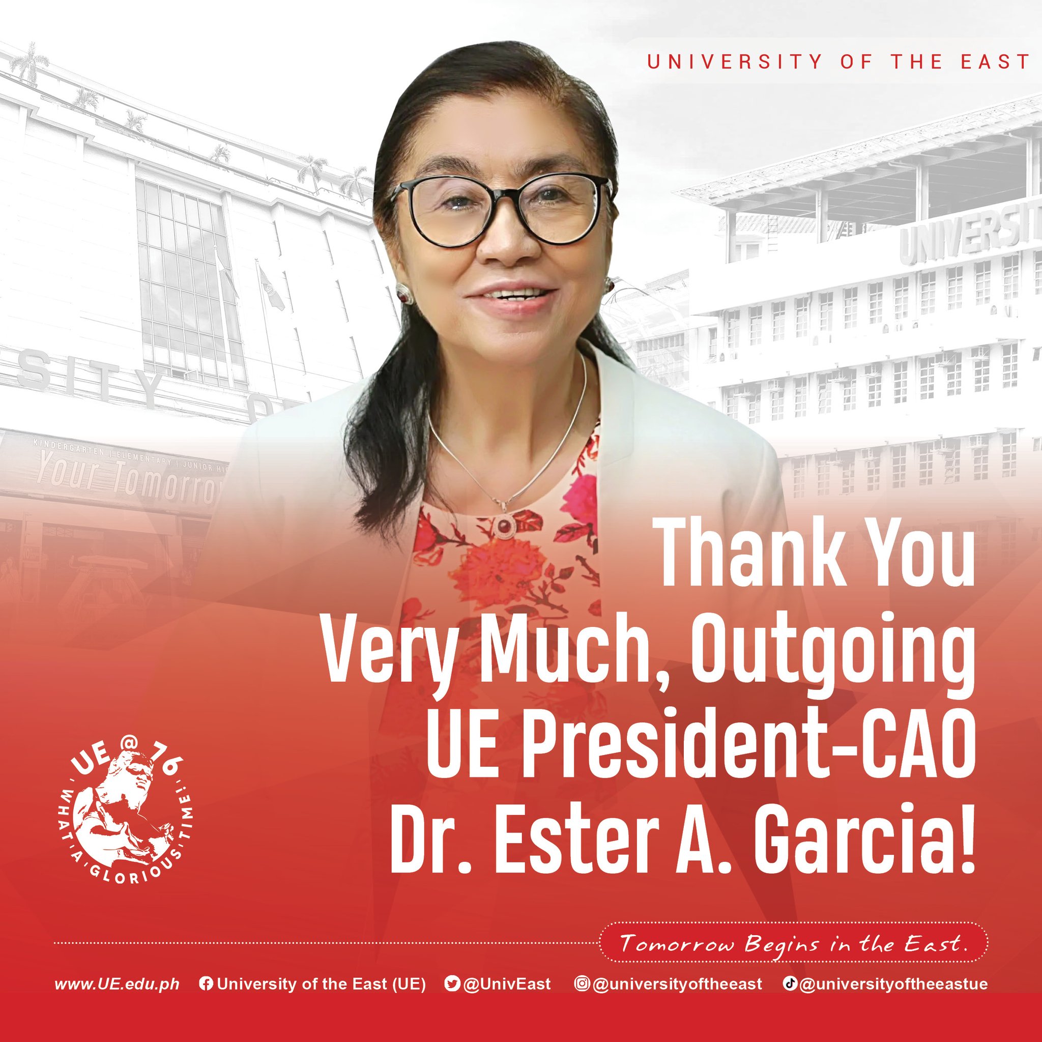 University of the East on Twitter: "A grateful University of the East community bids Dr. Ester ...