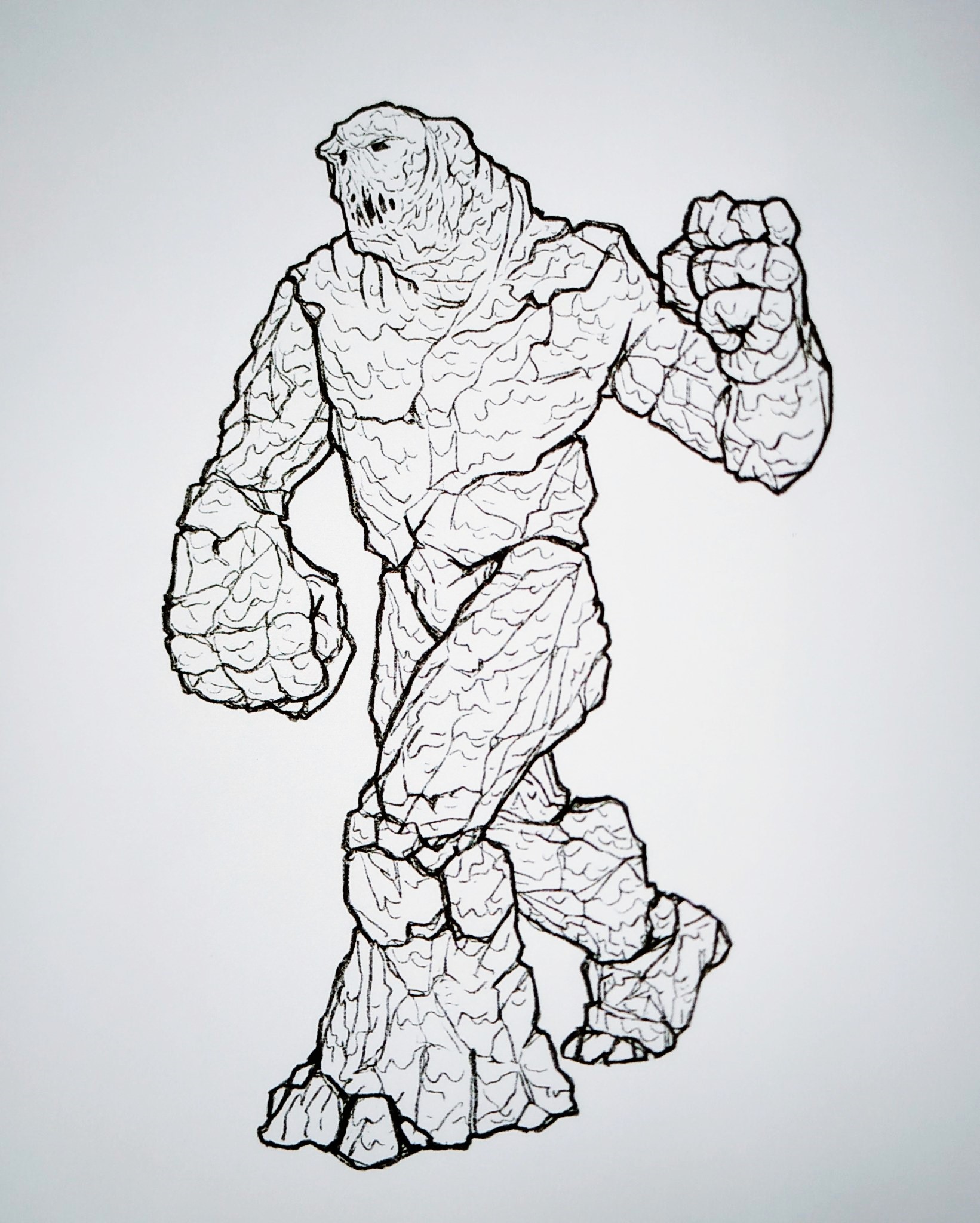 Lava Monster Coloring Pages Golem Stone Monster Engraved Fantasy